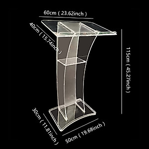 Conference Pulpit Acrylic Transparent Podium Clear Church Lectern Pulpit Office with Light and Remote Control 24x16x43 Inch (Without LED and Remote Control)