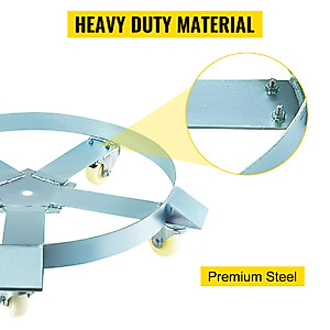 BestEquip Heavy Duty Drum Dolly 5 Swivel Caster Wheel 55 Gallon Steel Frame Non Tipping with Brake
