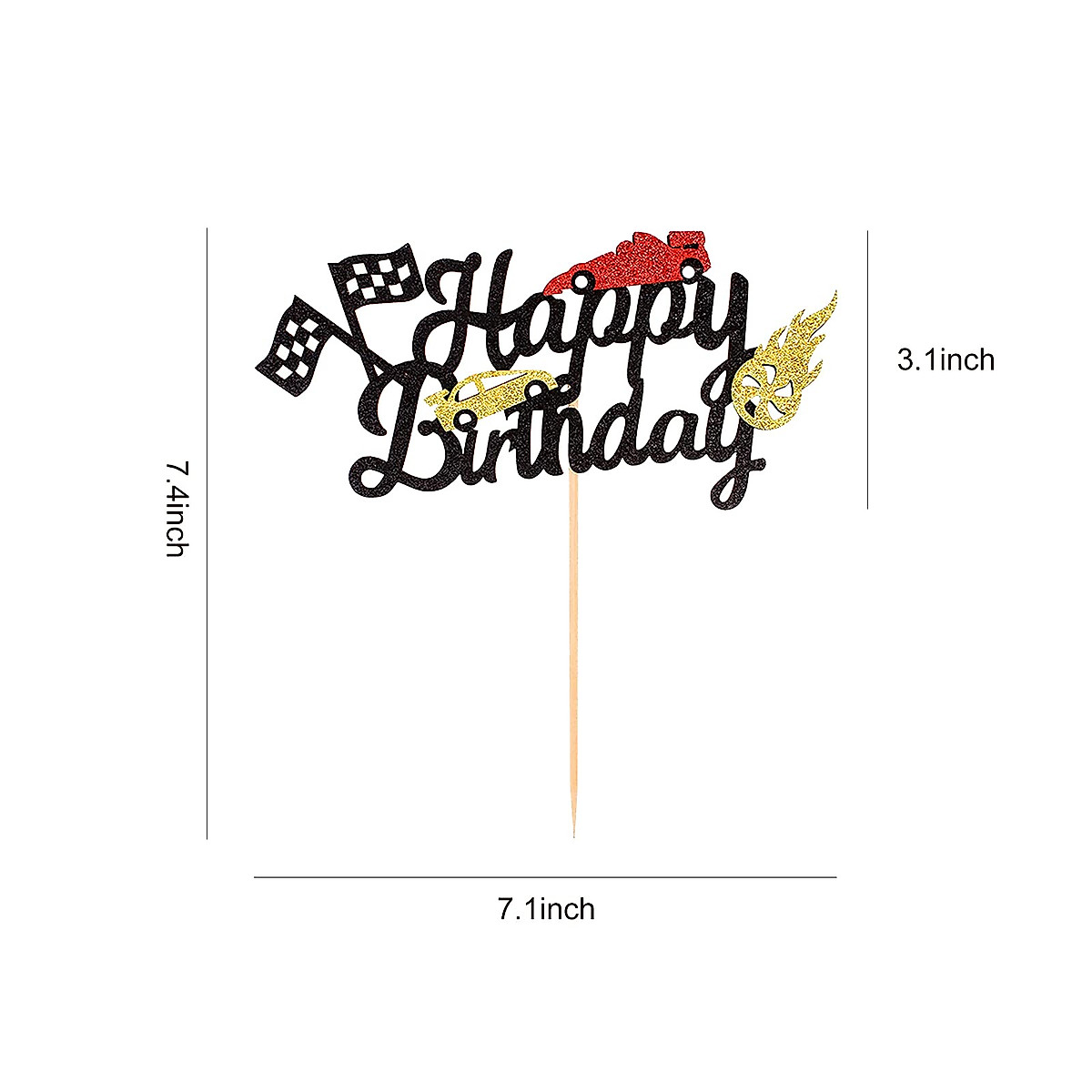 Racing Car Cake Topper Happy Birthday Race Car Checkered Flag Themed Cake Decoration for Children Boys Girls Birthday Party Sports Event Party Supplies