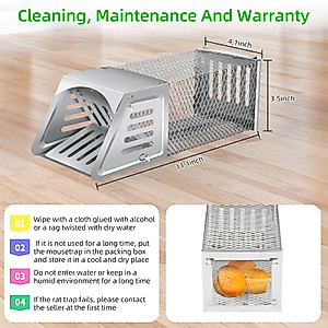 2024 Humane Rat Trap Outdoor Chipmunk Rodent Trap Humane Mouse Trap Indoor Squirrel Trap,Metal Humane Rat Mouse Live Cage Trap,Sensitive Pedal Trigger,Live Animal Trap for Rodents,Mice,Moles,Voles