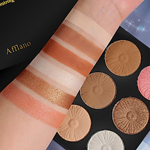 Highlighter Contour Makeup Palette,Afflano Bronzer Highlighter Blush Matte Shimmer 6 Colors,Face Cheek Contour Palette Highlight Blush Nude Pink Rose Gold, Eye Highlighting Natural Illuminating