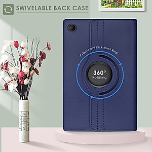 DETUOSI Rotating Case for Samsung Galaxy Tab A8 10.5 inch 2022 (SM-X200/X205/X207), Galaxy Tab A8 10.5" Tablet Cover,【Auto Sleep/Wake】 360 Degree Swivel Stand Folio Flip Leather Book Cover #Dark Blue