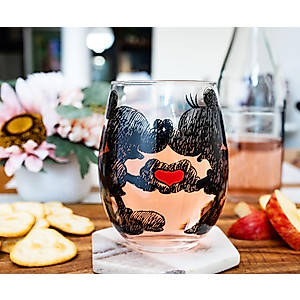 Disney Mickey and Minnie Mouse Heart Teardrop Stemless Wine Glass | Tumbler Cup For Mimosas, Cocktails