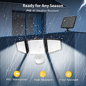 Tuffenough Solar Lights Outdoor with Motion Sensor 3000LM LED Security Lights with Remote,3 Heads Adjustable Solar Powered IP65 Waterproof Flood Wall Lights for Garage Yard