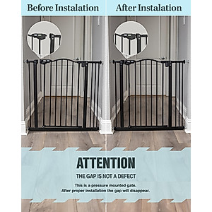 InnoTruth 39.6” Dog Gate for Stairs & Doorways, 30" Tall Baby Gate Pressure Mount Pet Gates, Easy Step Auto Close Both Sides Walk Thru Child Gate, Dual-Lock Safety Design and One-Hand Opening, Black