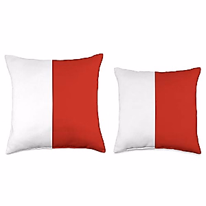 Beach Home Coastal Collection Nautical Signal Flag Code Maritime International Letter H Throw Pillow, 18x18, Multicolor