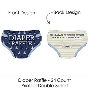 Big Dot of Happiness Ahoy - Nautical - Diaper Shaped Raffle Ticket Inserts - Baby Shower Activities - Diaper Raffle Game - Set of 24