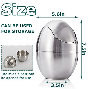 Chemlliy Mini Trash Can with Lid, Tiny Stainless Steel Countertop Trash Can, Egg Shaped Small Desk Trash Can Garbage Bin, Come with Trash Bag