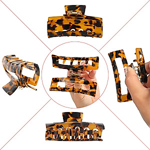 8-Pack Medium Acrylic Butterfly Hair Clips - Leopard Print, Non-Slip Strong Hold for Women and Girls