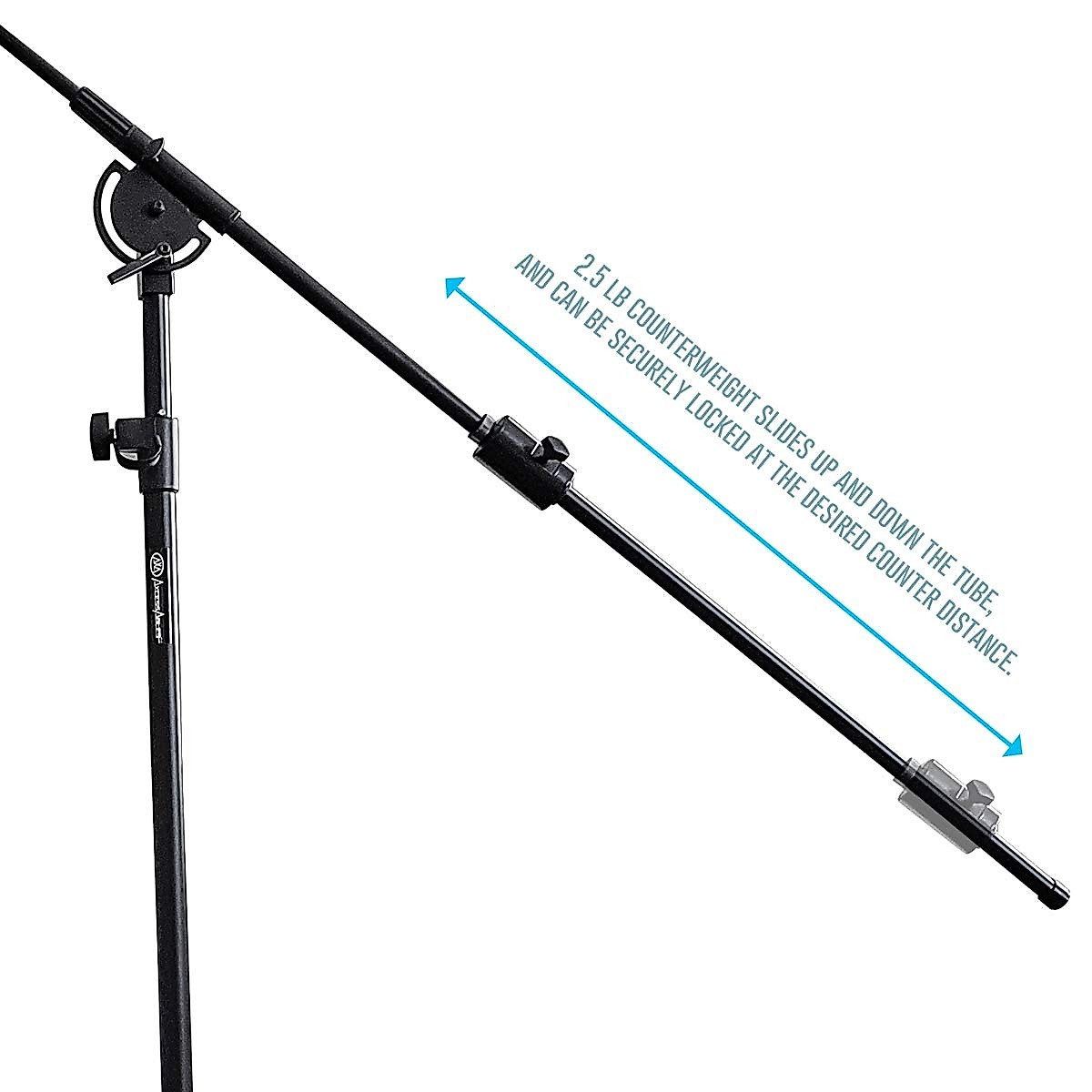 AxcessAbles Heavy Duty Microphone Boom Stand with Weighted Tripod Base | 80-inch Height Overhead Mic Stand | 96 Inch Boom Arm Stand | Shotgun Video Mic Stand | All Metal, No Plastic Parts