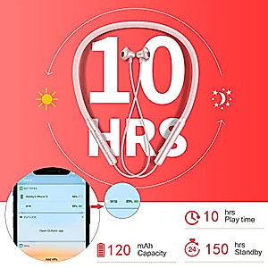 OINMELY Bluetooth Neckband Headphones V5.0 Cordless Earphones Sport Earbuds w/Mic 10Hrs Playtime Noise-Canceling Wireless Headset for Gym Running Compatible with iOS Samsung Android (Rose Gold)