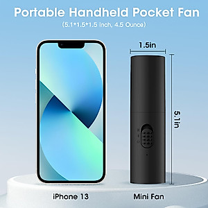 OLV Handheld Mini Fan Portable Rechargeable 3000mAh USB Battery Powered 22+Hrs Runtime Small Hand Held Fan Foldable Pocket Personal Fan Gifts for Women Girls Men Office,Travel,Outdoor - Black