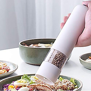 Electric Pepper Grinder, Battery Powered Salt and Pepper Grinder Set, Black Pepper and Pepper Grinder, Electric Salt and Pepper Grinder Set, One Hand Automatic Operation, Kitchen Gadgets (white)