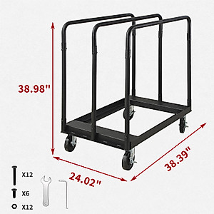ROREP Dolly Cart with Wheels, Drywall Cart with 1500 lbs Capacity, Flatbed Cart with 4 Braking Casters, Push Cart Dolly for use in Garages, Homes, Warehouses, Black