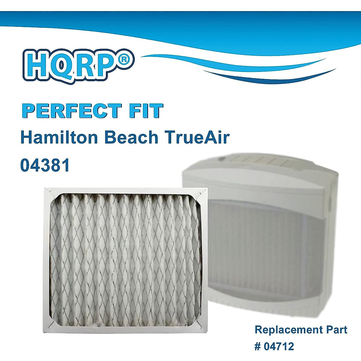 HQRP 2-Pack Filter compatible with Hamilton Beach 04712, 04381, RHB04712M, Rhbo4712 Air Purifier Filters, Replacement item, fits Air Cliners For 210 square foot rooms