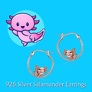 TIGER RIDER Axolotl Hoop Earrings for Women 925 Sterling Silver Axolotl Jewelry