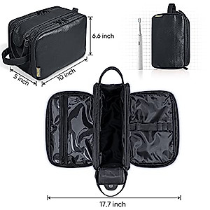 BALEINE Toiletry Bag for Men, Large Travel Toiletries Bags with Water-Resistance Compartment, PU Leather Dopp Kit (Medium, Black)