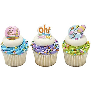 DecoPac Oh, the Places You'll Go! Cupcake Rings, 24 Dr. Seuss Cupcake Decorations For Graduation, Wedding, Birthday, Food Safe Cake Toppers – 24 Pack