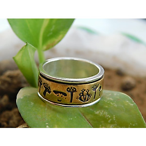 Personalized Silver Ring* solid Sterling Silver* Mushroom spinner Ring* Wedding Band* Forest Jewelry* Engraved Ring* Stocking Stuffer* anxiety ring* (7)
