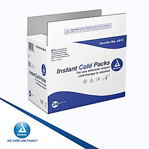 Dynarex Disposable Ice Packs for Injuries - Instant Cold Packs for First Aid, Swelling, Sprains & Abrasions - Single Use Cold Pack & Cold Compress Packs for Joint & Muscle Pain - 24-Pack, 4x5-Inch
