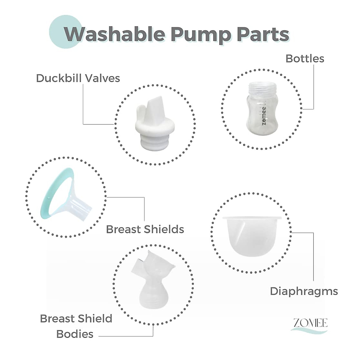 Zomee Air Tubes & Connectors for Z2 Breast Pump(2-Pack 80 CM) Durable & BPA-Free Replacement Tubing Parts