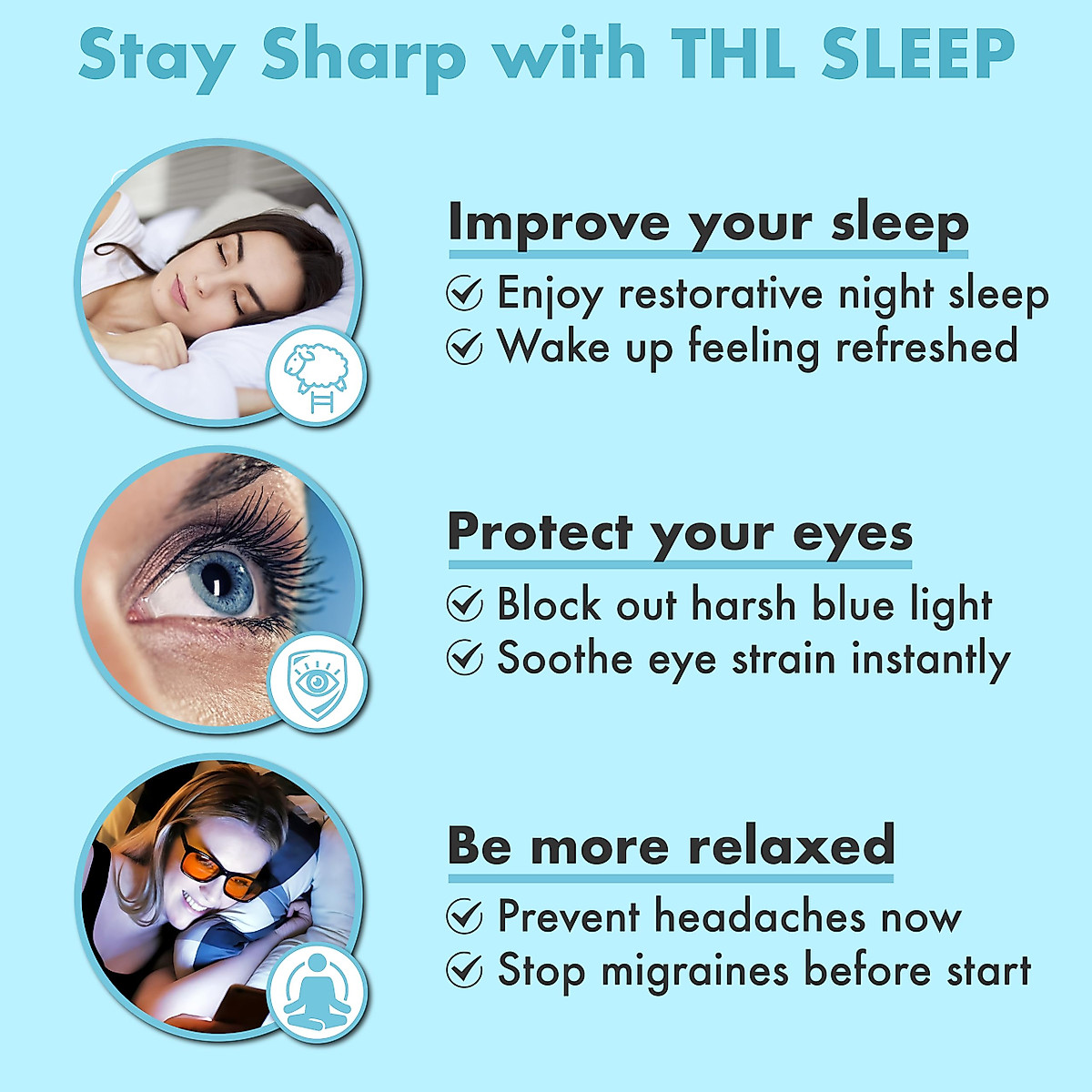 Orange Blue Light Blocking Glasses for Better Sleep - 99.5% Premium Acetate Computer Migraine Glasses for Women & Men - Amber Gaming Glasses - TV Blue Light Blockers Gamer Glasses for Eye Strain