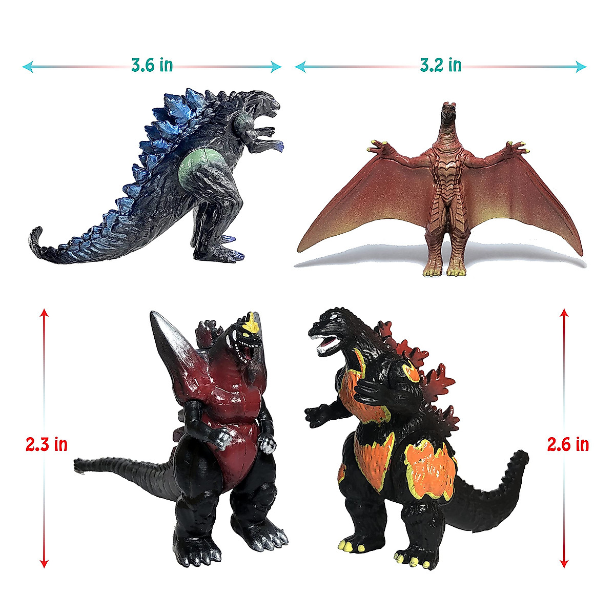 TwCare Set of 10 Godzilla Toys, Movable Joint Action Figures, King of The Monsters vs Kong Mini Dinosaur Mothra Imago Burning Heisei Mecha Ghidorah Playsets Kids Birthday Cake Toppers Pack