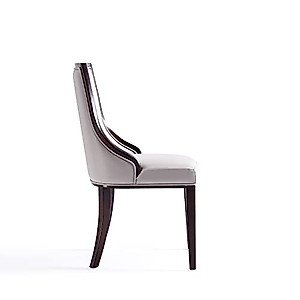 Manhattan Comfort Grand Faux Leather Dining Chairs, Set of 2, Light Grey