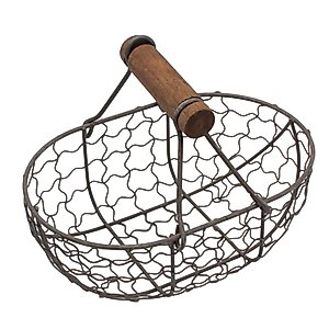 DOITOOL Egg Holder Countertop with Handle - Metal Wire Egg Baskets for Fresh Eggs - Vintage Style Wire Basket Fruit Basket Bread Basket Potato Storage for Kitchen Counter（Black）