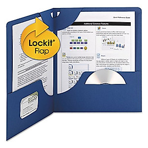 Smead Lockit Two-Pocket Heavyweight Folder, Letter Size, Dark Blue, 25 per Box (87982)