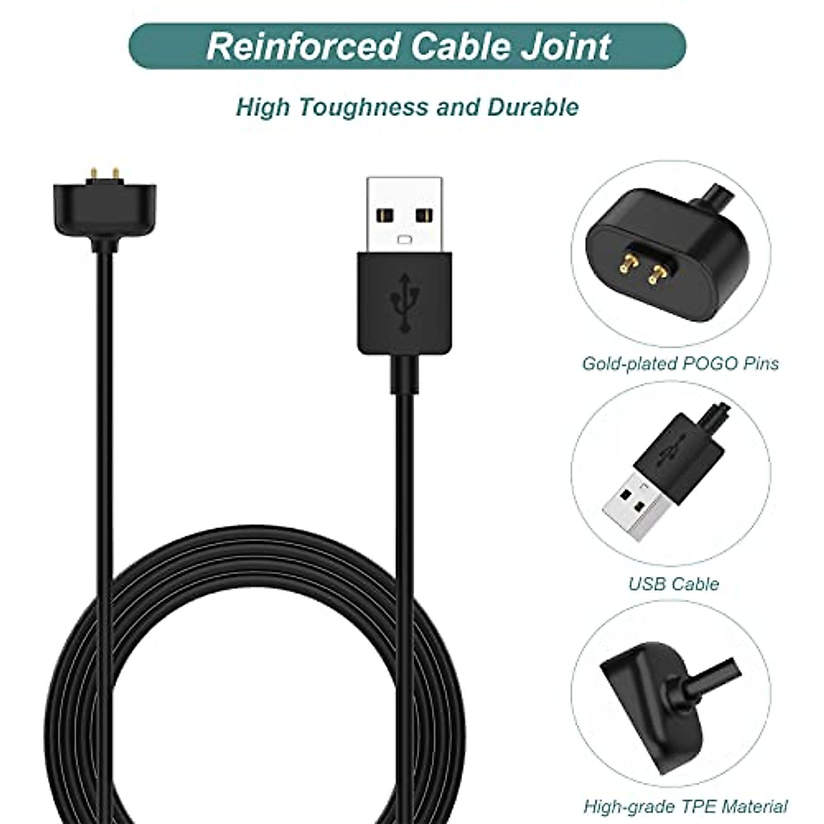 Lettou Charger Cable Replacement for Amazfit Band 7 (2 Pack/3.3Ft)