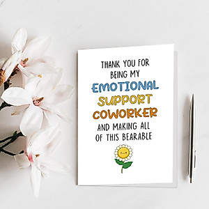 Qiliji Funny Coworker Greeting Card, Coworker Birthday Card, Birthday Card for Colleague, Coworker Thank You Card, Emotional Support Coworker Card