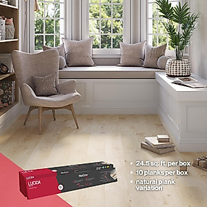 Lucida Surfaces Luxury Vinyl Flooring | Interlocking Flooring for DIY Installation | 10 Wood-Look Planks | CliCore | 24.5 Sq. Feet (10, NaturalOak, 10 Planks)