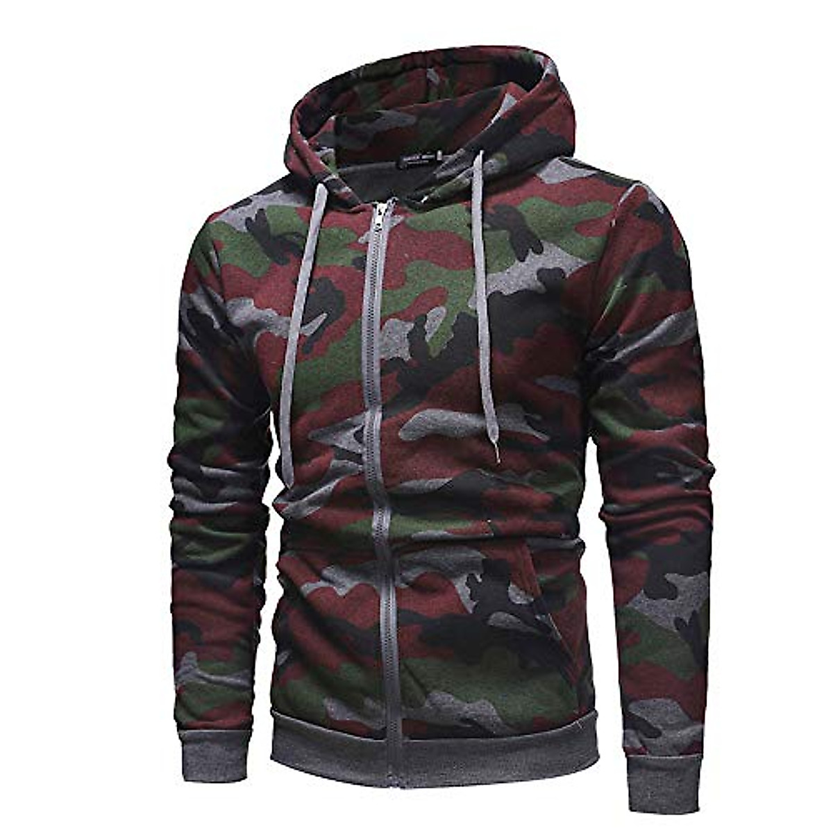 Men's Pullover Winter Workout Thenlian Men's Long Sleeve Camouflage Hoodie Hooded Sweatshirt Top Tee Outwear Blouse(Dark Gray, L )