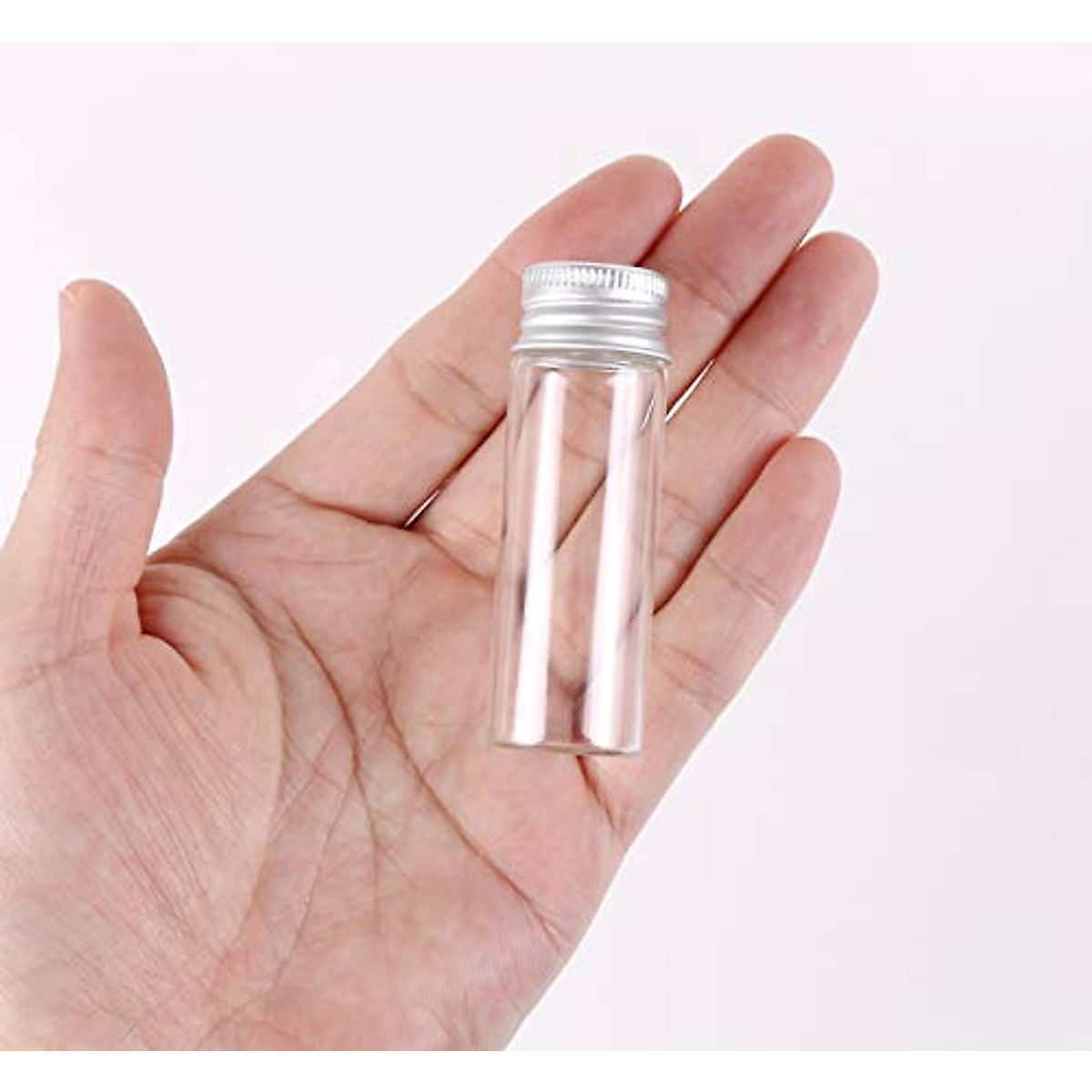 MaxMau 24 Tiny Jars with Aluminum Screw Lids 15ml Small Glass Bottles Clear Mini Vials Metal Caps Top Sample Message Bottle Jewelry Beads Herbs Storing Wedding Favors DIY Decorations