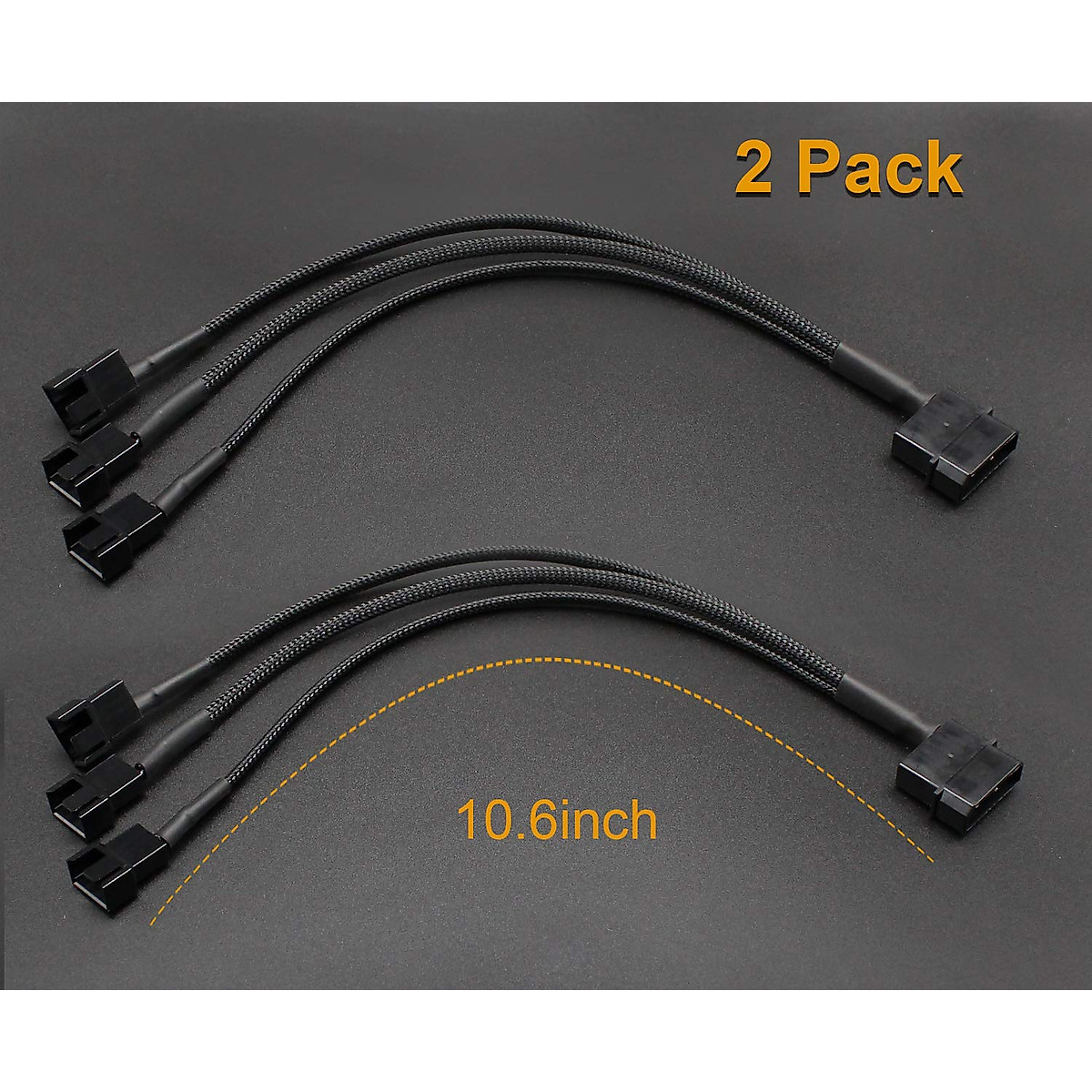 2 Pack Molex to 3 Pin or 4 Pin Fan Adapter Computer PC Case Fan Power Splitter Cable, 10 inch