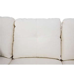 Ainehome Furniture Sectional Sofa Set, Living Room Sofa Set, Leather Sectional Sofa, Black & Ivory White Sofa Set (Right Hand Facing,#3)