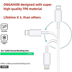 ONGAHON Designed for USB C to Lightning Cable 6Ft 3 Pack PD 20W Long Fast Charing iPhone ChargerCord Compatible with Apple iPhone 14 13 12 11 Pro Mini iPhone 8 8 Plus X XS Max XR iPad (6FT 3Pack)