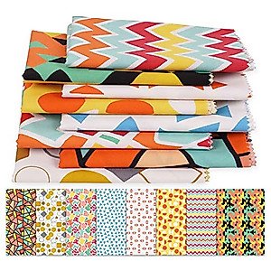Soimoi 8 Pc Fat Quarter Bundle, Geometric Abstarct Collection Print 18"x 22" DIY Patchwork- 100% Cotton Pre-Cut Quilting Fabric Multicolor