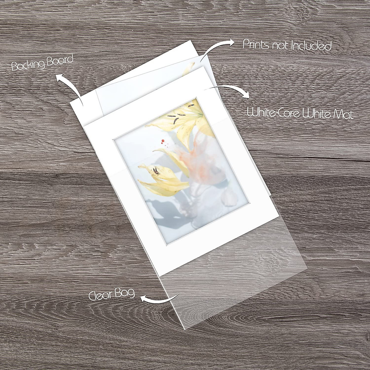 Golden State Art, White Pre-Cut 16x20 Picture Mat for 11x14 Photo with White Core Bevel Cut Mattes Sets. Includes High Premier Acid Free Mats & Backing Board & Clear Bags (5 Kit)