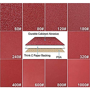 S SATC Premium PSA Sanding Discs 6 Inch 100 PCS 60 80 120 180 240 320 400 600 800 1000 Grit Aluminum Oxide Self Stick Adhesive Sanding Discs for Random Orbital Sander and Belt Disc Sander