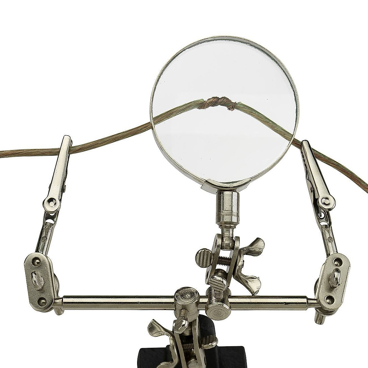 NEIKO 01902 Adjustable Helping Hand with Magnifying Glass, Third Hand Solder Aid, Soldering Wire Station Stand with Dual Alligator Clips and a Heavy Base, Beading & Jewelry Making Tools, Solder Holder