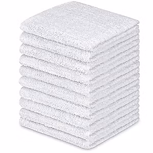 DecorRack 10 Pack 100% Cotton Wash Cloth, Luxurious Soft, 12 x 12 inch Ultra Absorbent, Machine Washable Washcloths, White (10 Pack)