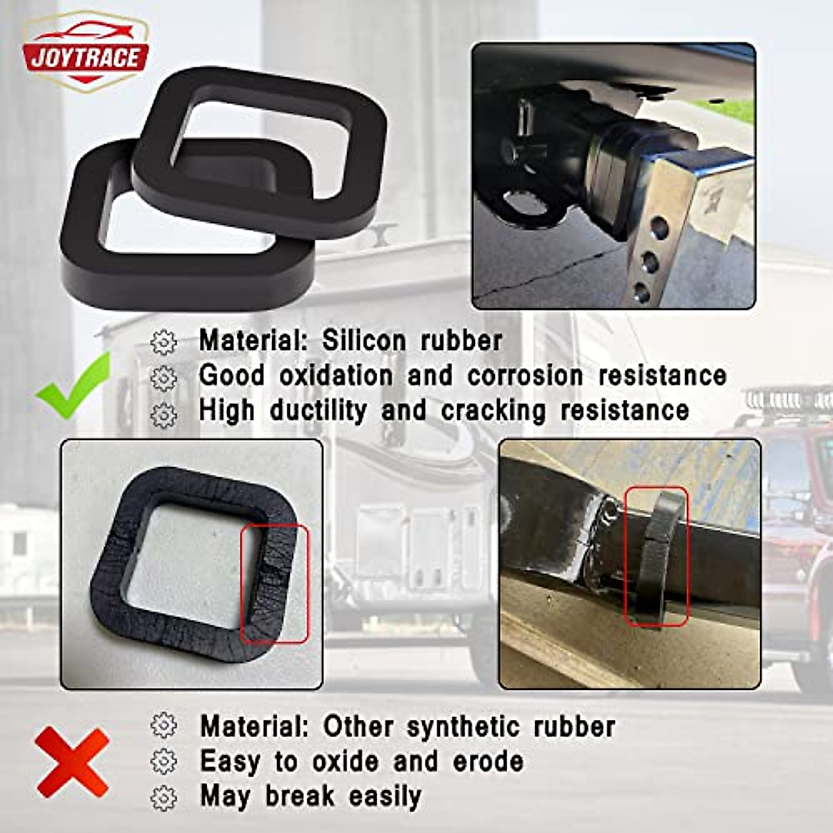 6 Pack - Multiple Size Combination，2 Inch Hitch Receiver Silencer Pad - Compatible with Most 2 Inch Trailer Hitch Receiver