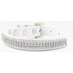 Bling Rhinestone Dog Pet Cat Puppy Pu Leather Collar Crystal Diamonds Size S M