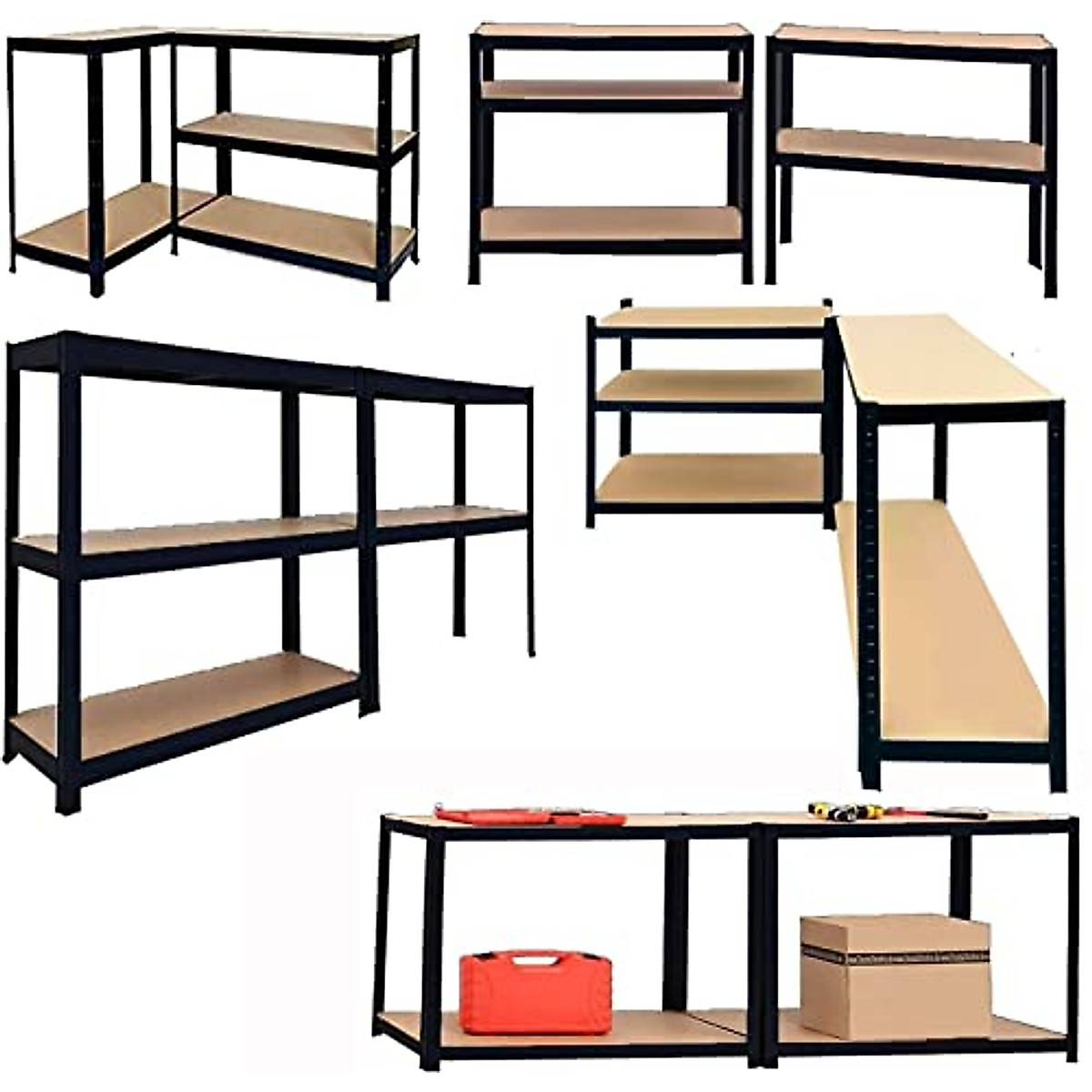 5 Tiers Storage Rack Heavy Duty Shelf Steel Shelving Unit 1929lbs High Weight Capacity Adjustable Garage Shelves for Garage, Kitchen, Pantry, Laundry, Office - 29.53" W x 11.81" D x 66.93" H, Black