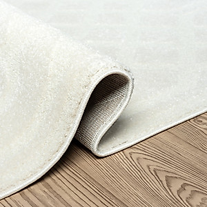 Abani Cozy Cream Area Rug for Living Room, Bedroom - Geometric Diamond Pattern - 8' x 10' - Durable & Easy to Clean