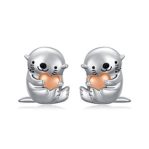 Sterling Sliver Otter Earrings Otter Animal Jewelry Otter Gifts for Women