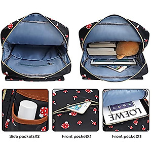 Malaxlx Mushroom Print School Backpack for Teen Girls Boys, College Bookbags Student School Bag Laptop Backpack for Womens