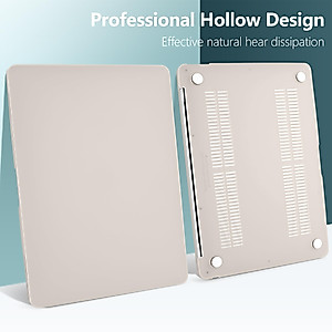 DONGKE Compatible with MacBook Air 13 inch Case 2021 2020 2019 2018 Release Model: M1 A2337 A2179 A1932, Matte Hard Case Cover for MacBook Air 13 inch with Retina Display Fits Touch ID - Stone